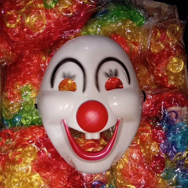 Jual Sepaket Topeng Badut Lucu Topeng Plus Rambut Kribo Warna Warni ...