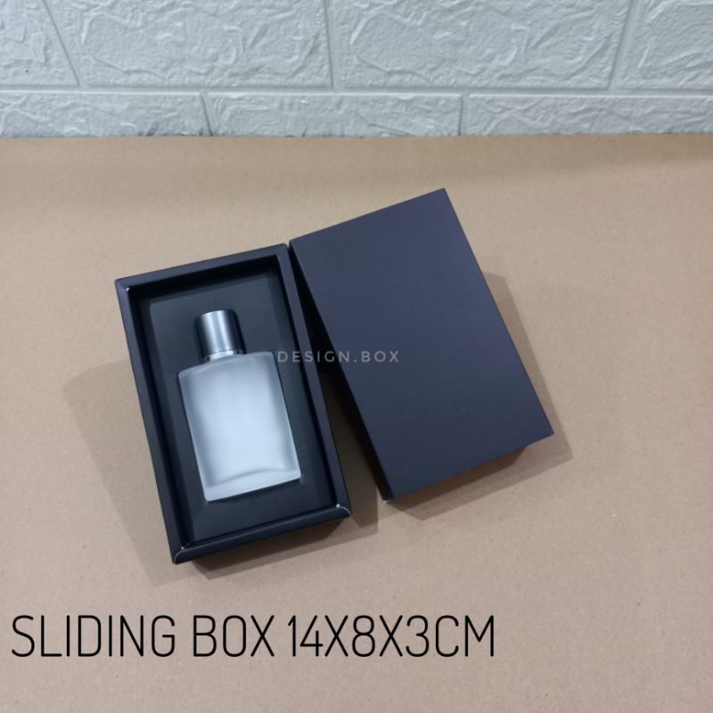Jual 12PC | BOX PARFUM HITAM POLOS 14X8X3CM | SLIDING BOX 14X8X3CM | Shopee Indonesia