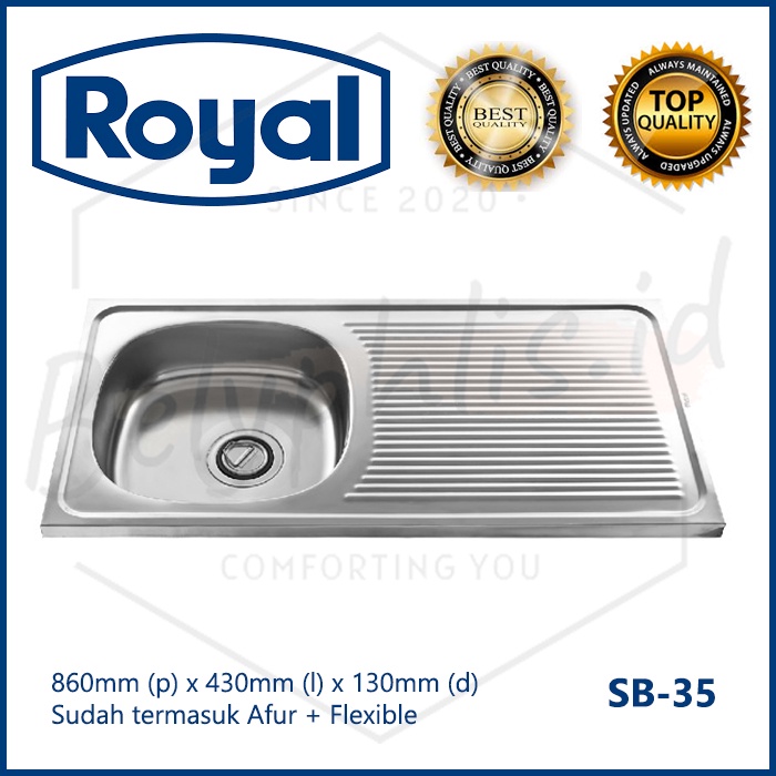 Jual SB-35 | Bak Cuci Piring Royal | Kitchen Sink | BCP Sayap Stainless | Shopee Indonesia