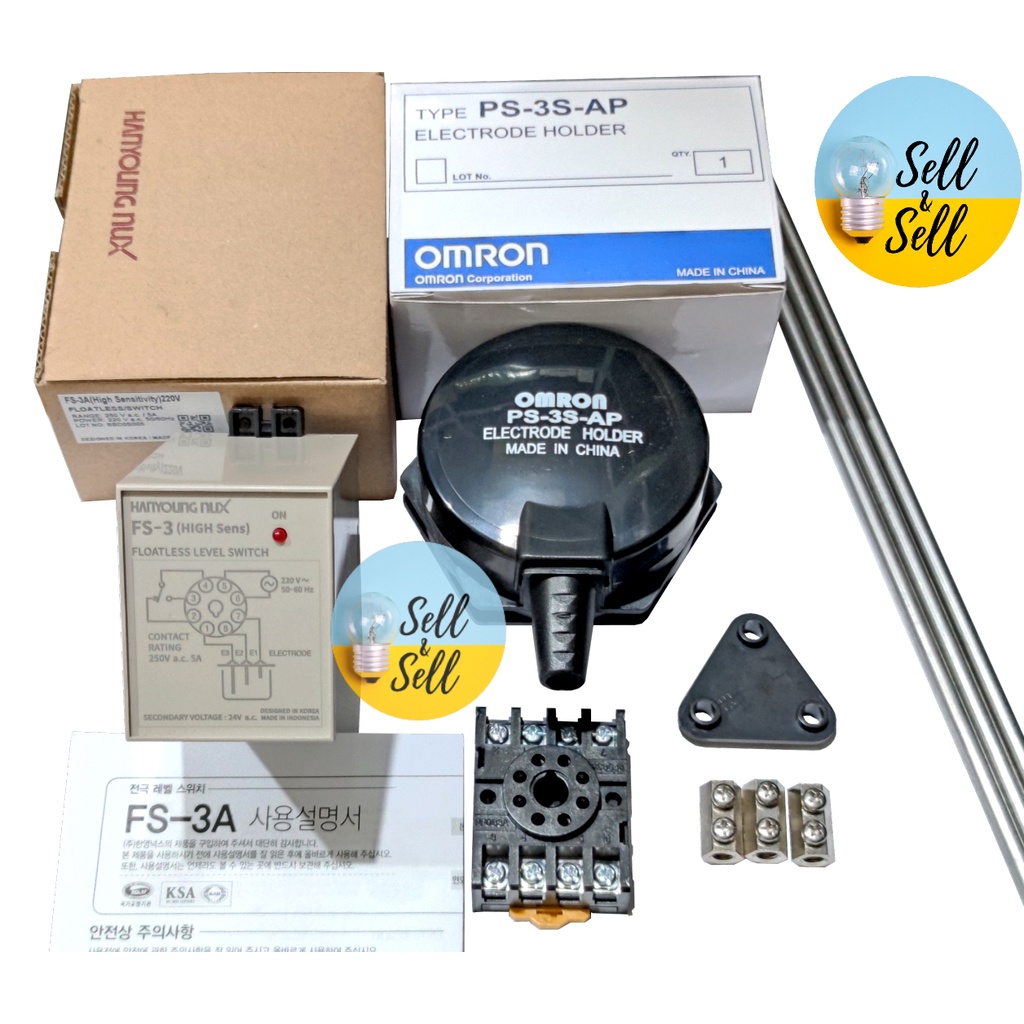 Jual (1 SET) Water Level Control FS-3A (220V) Hanyoung + Socket 8 Pin / Siap Pasang WLC FS3A ...