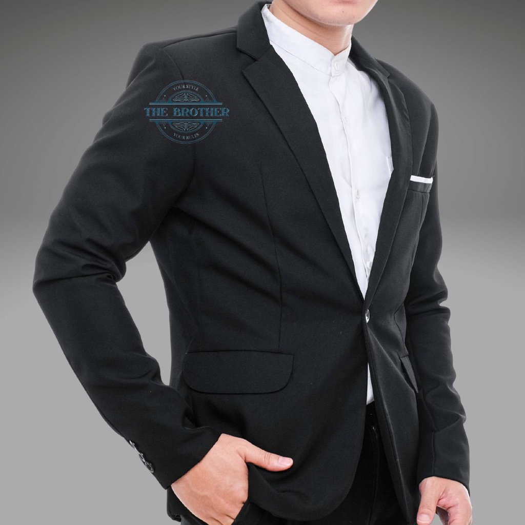 Jual Jas Pria Formal Casual Slimfit Pengantin Hitam / Blazer Pria Slim Fit Casual Korea / Jas ...