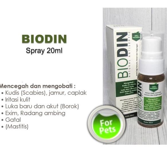 Jual Biodin Spray 20ml obat jamur scabies demodex anjing kucing kelinci ...