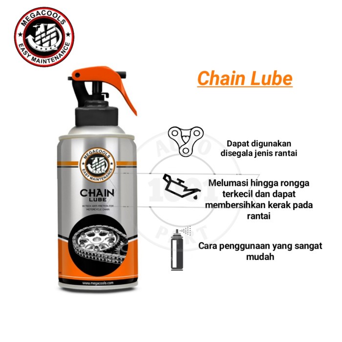 Jual Chainlube pelumas rantai rante megacool 300 ml chain lube engsel ...
