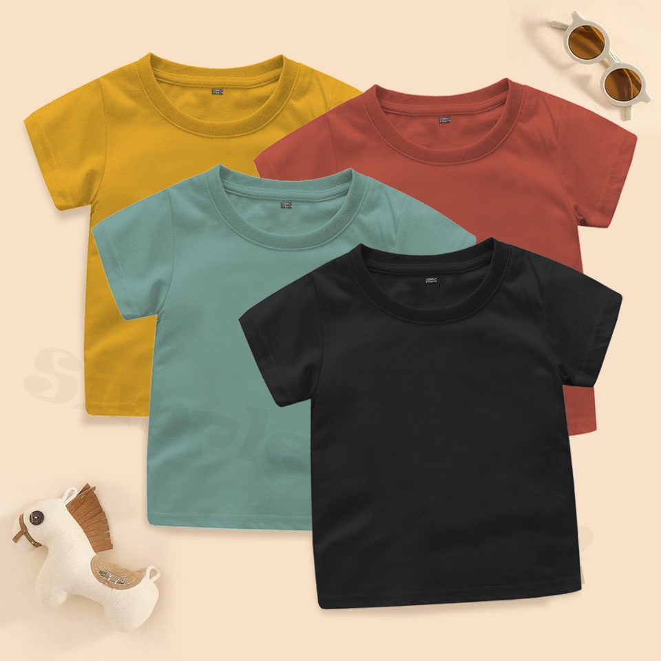 Jual kaos polos anak //kaos anak polos 1-12 tahun/ baju anak polos 7 warna | Shopee Indonesia