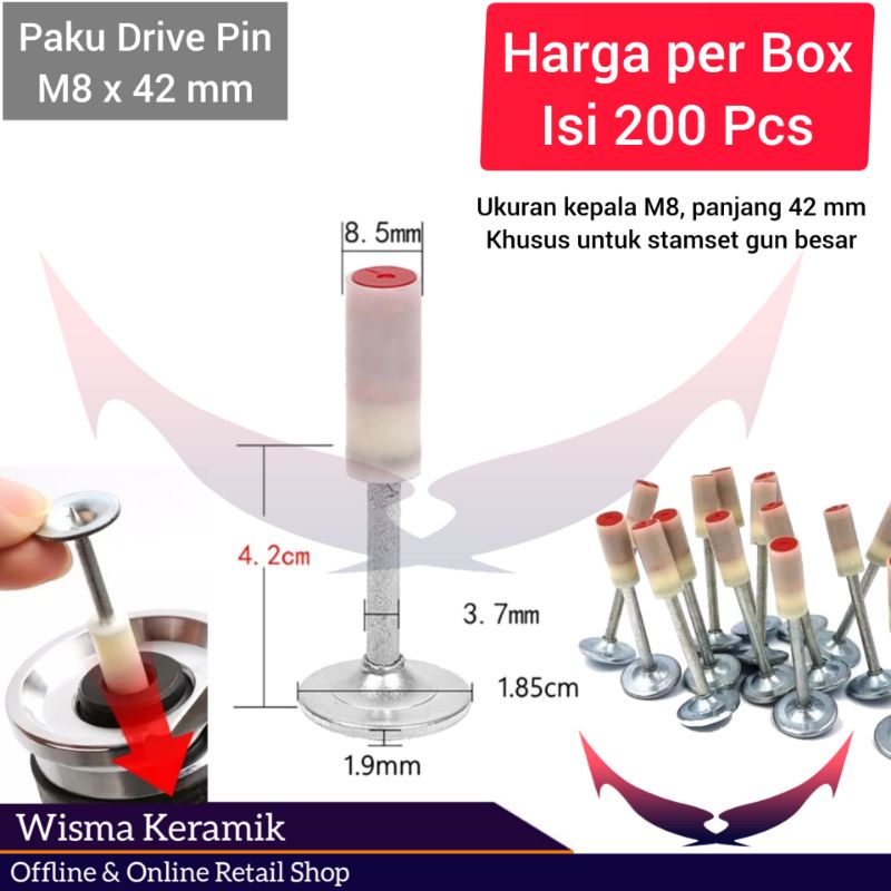 Jual Isi Paku Tembak Beton/Besi besar, Drive pin M8, paku tembak stamp ...
