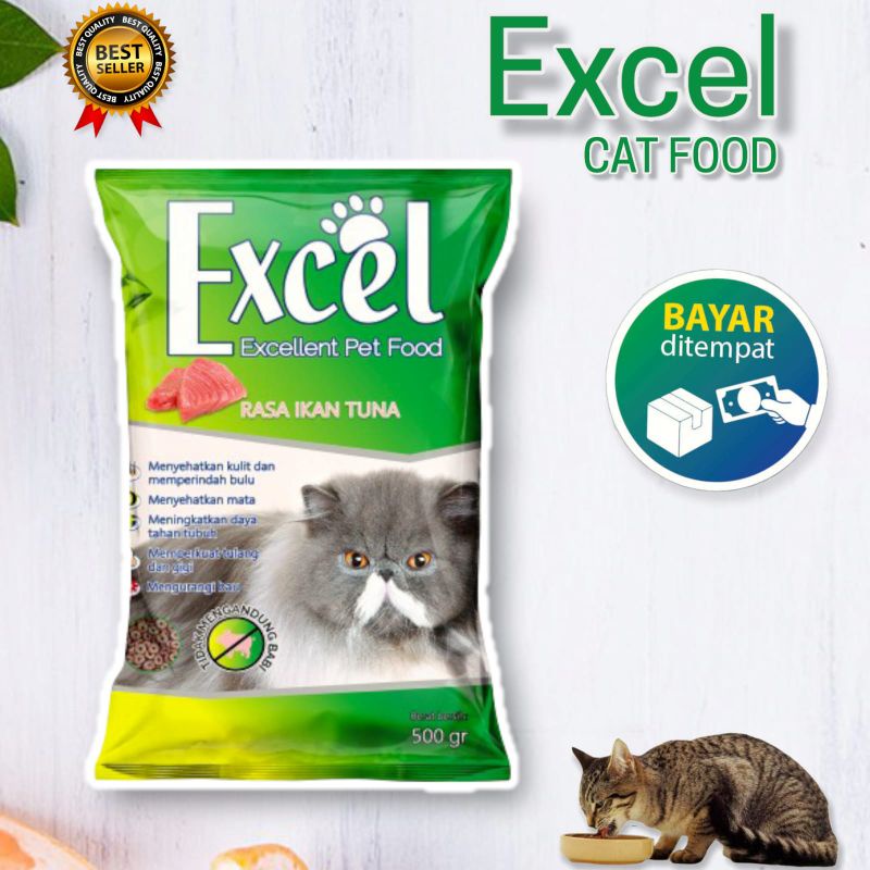 Jual makanan kucing excel pakan cemilan kucing kering 500gram varian ...