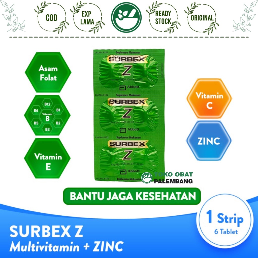 Jual 1 STRIP SURBEX Z 6 TABLET ABBOTT MULTIVITAMIN ZINC VITAMIN C ...