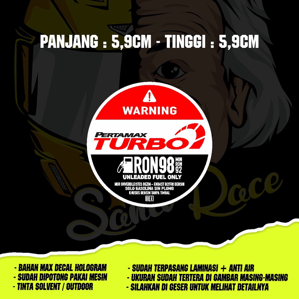 Jual sticker printing unleaded fuel only bahan bakar ron pertamax ...