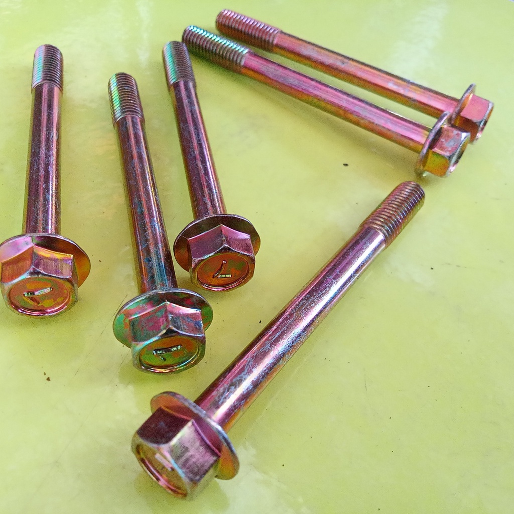 Jual FLANGE BOLT KUNING M8 X 90 / BAUT 12 KUNCI 12 / BAUT TOPI M8 X 90 KUNING / FLANGE BOLT ...