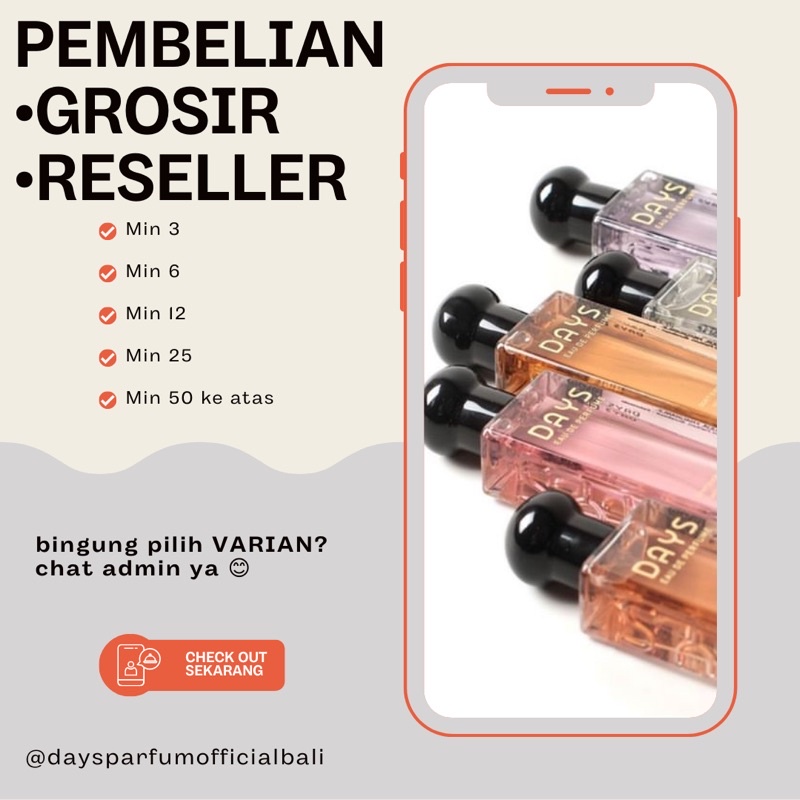 Jual DAYS PARFUM 𝐆𝐑𝐎𝐒𝐈𝐑 - 𝐑𝐄𝐒𝐄𝐋𝐋𝐄𝐑 / DAYS PERFUME / DAYS PARFUME BALI ...