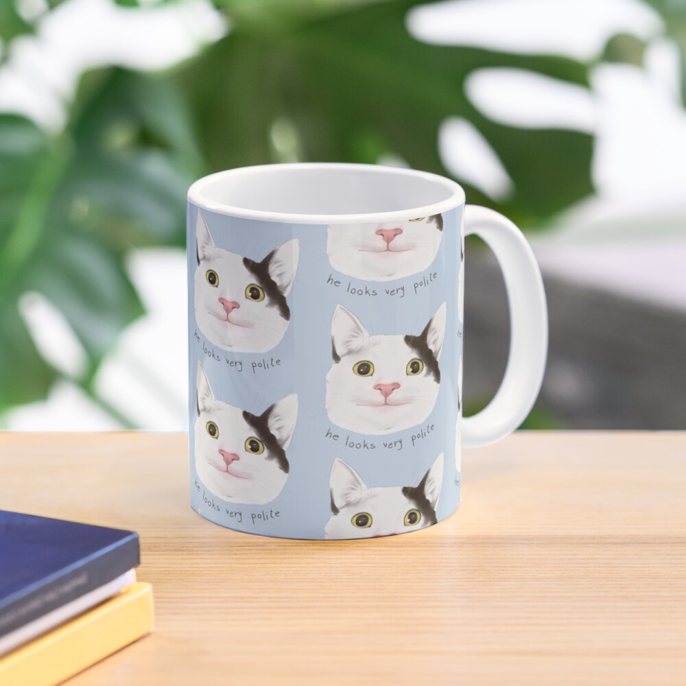 Jual Mug Gelas He looks very polite Polite Cat Meme | Shopee Indonesia