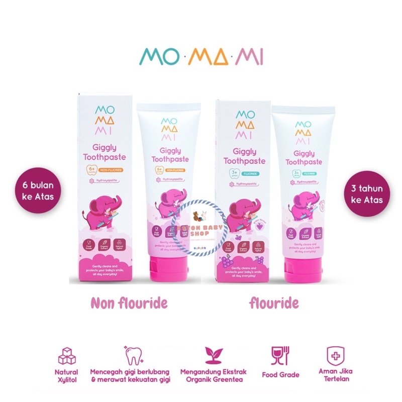 Jual Momami Giggly Toothpaste Non Flouride 6m+ & Flouride 3 tahun ke ...