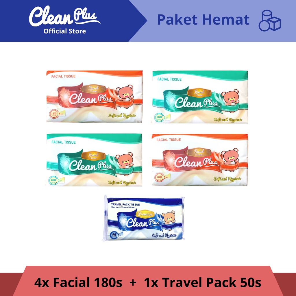 Jual Clean Plus Softpack Tissue 180'S Beruang (4 pack) BONUS TRAVELPACK ...