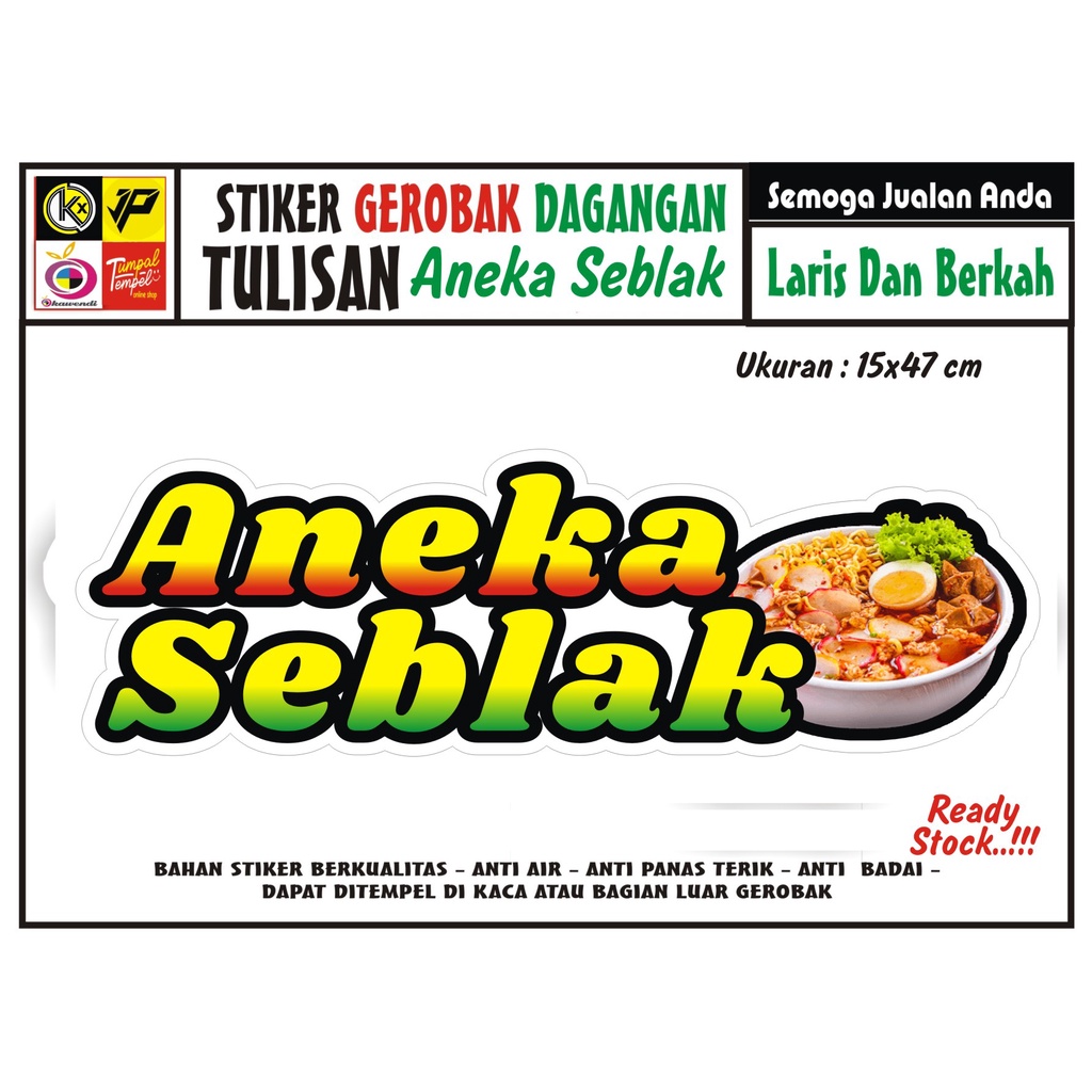 Jual STIKER KACA GEROBAK TULISAN ANEKA SEBLAK | Shopee Indonesia