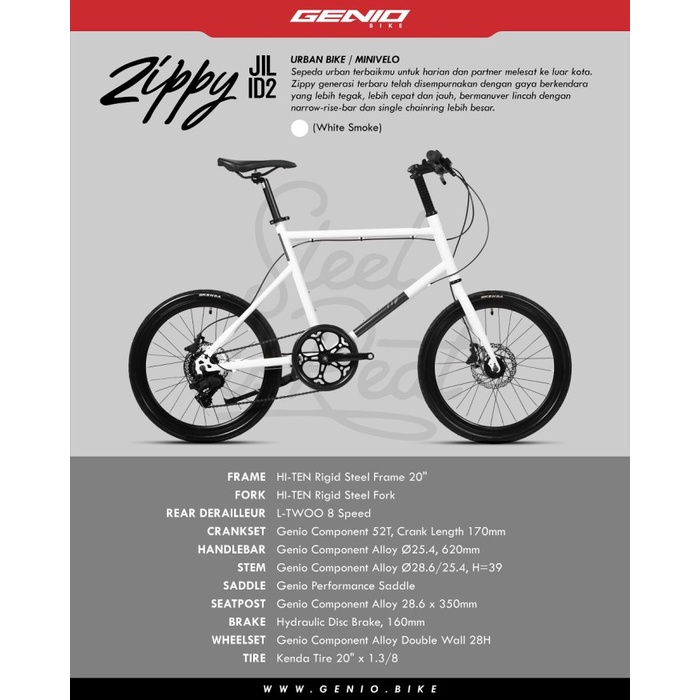 Jual SEPEDA MINIVELO GENIO ZIPPY J2 JILID 2 8 SPEED REM HIDROLIK MINI ...