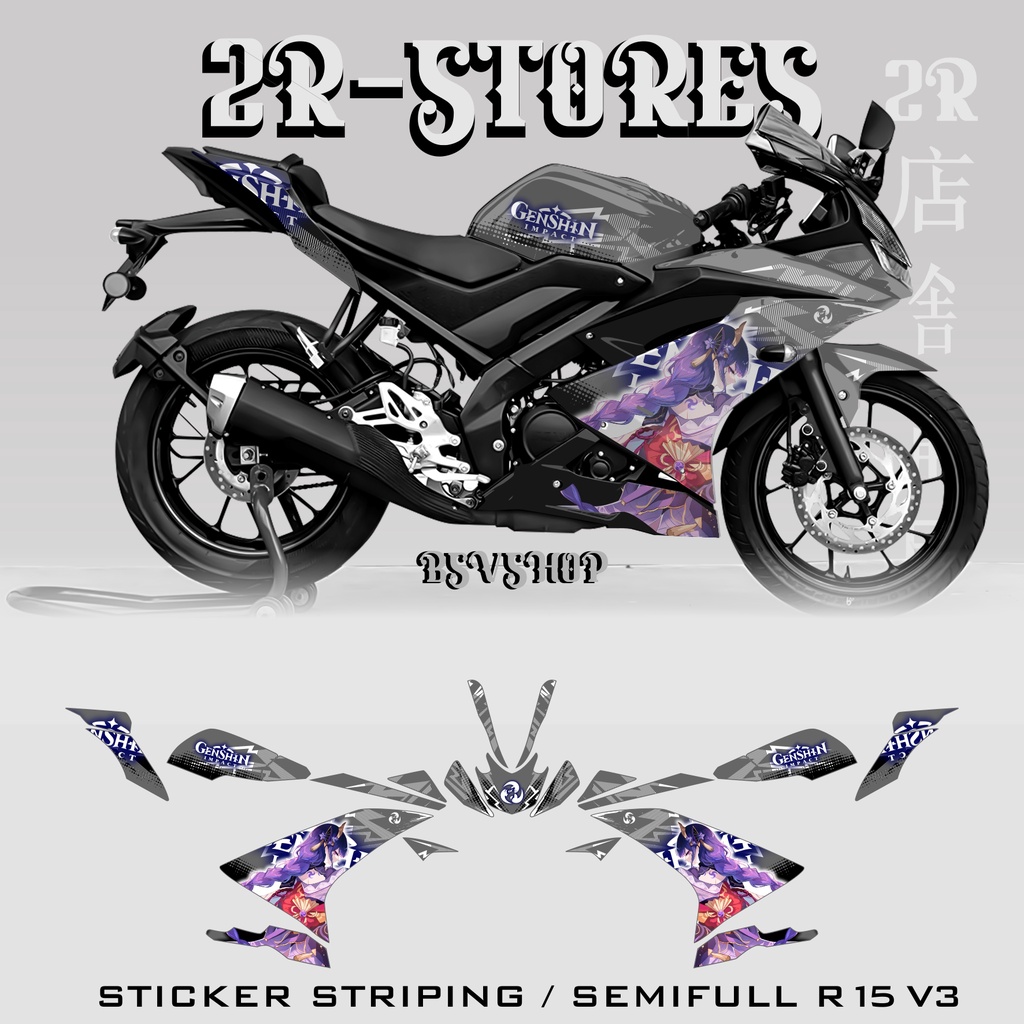 Jual striping yamaha r15 v3 genshin stiker r15 v3 anime genshin semi ...
