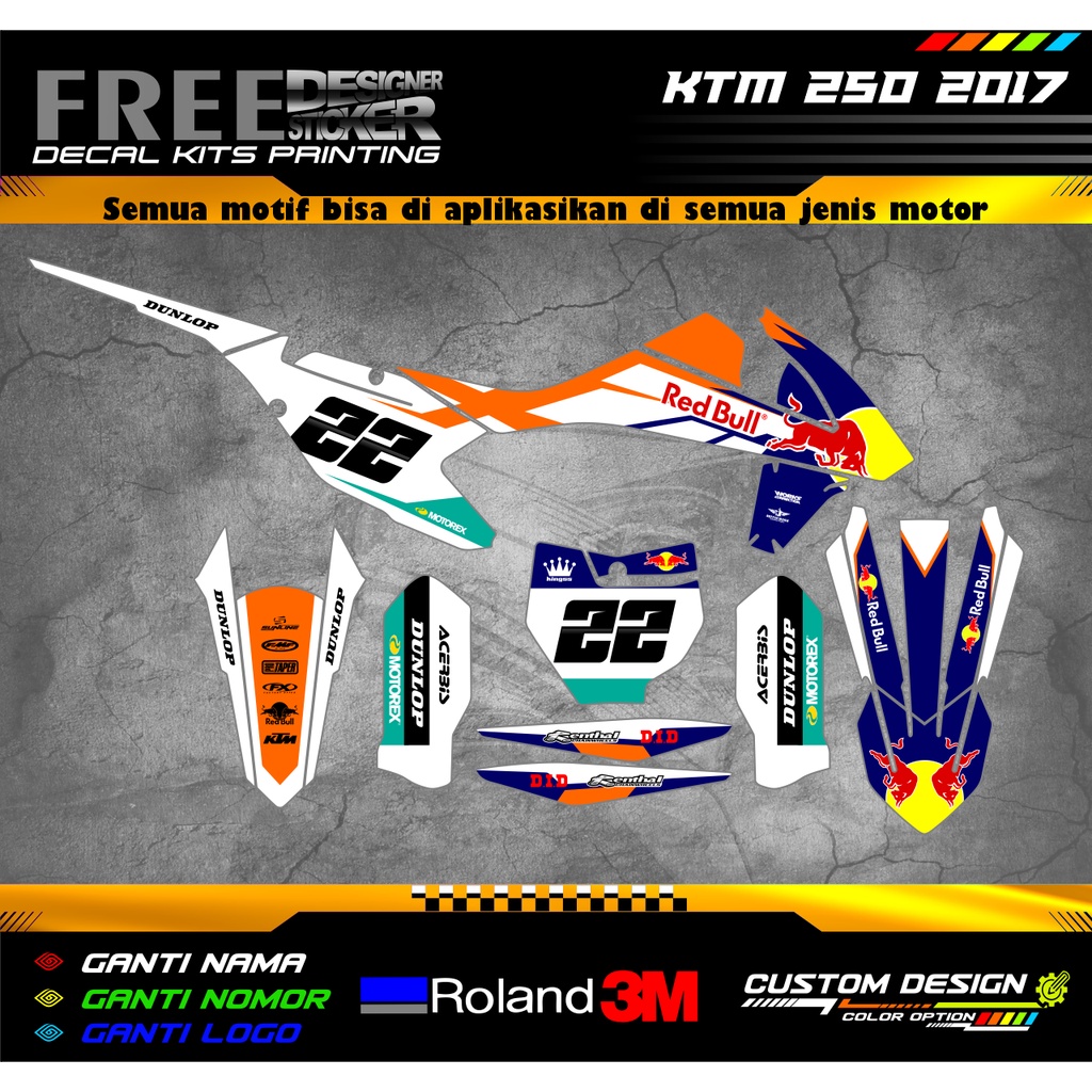 Jual DECAL STICKER KTM 250 2017-2021 CUSTOM REDBULL | Shopee Indonesia