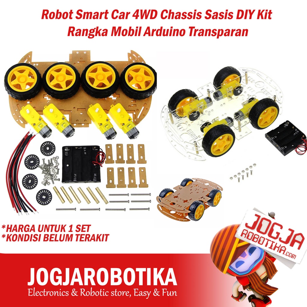 Jual Robot Smart Car 4WD Chassis Sasis DIY Kit Rangka Mobil Arduino Transparan | Shopee Indonesia