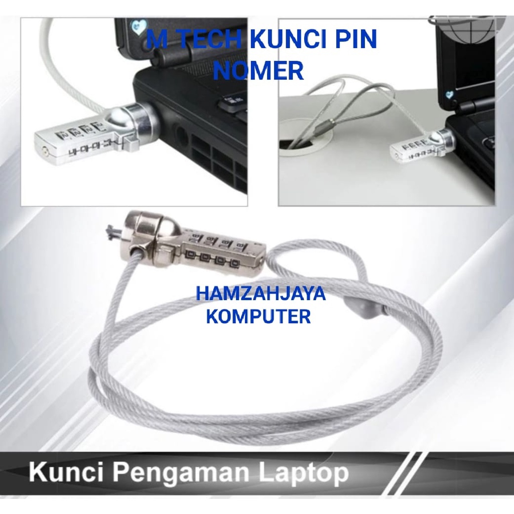 Jual Pengaman Notebook Security Cable Lock Kunci Laptop m tech | Shopee ...