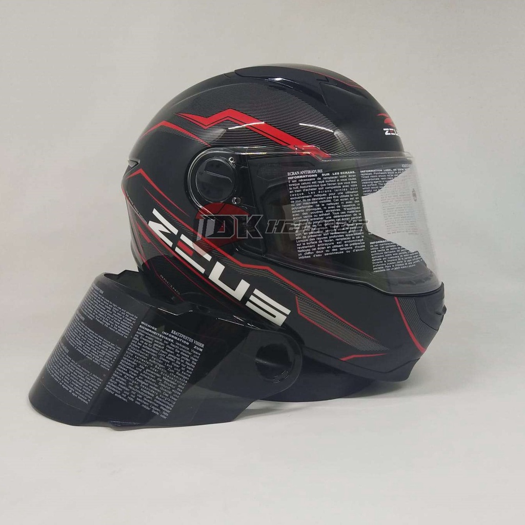 Jual Helm Full Face Zeus Motif ZS 811C 811 FLAT Visor Black AL12 Black ...