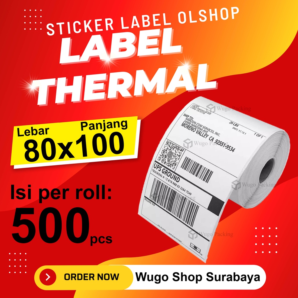Jual LABEL THERMAL 80 X 100 mm isi 500 pcs KERTAS STICKER DIRECT ...
