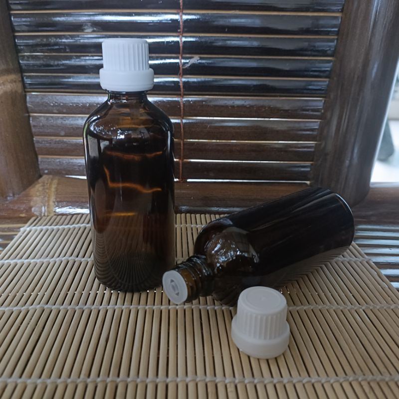 Jual Botol kaca 100ml tutup filler tetes segel / essential oil / droper ...