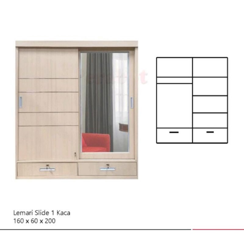 Jual Lemari Pakaian HPL 3 pintu Kaca High Grade | Shopee Indonesia