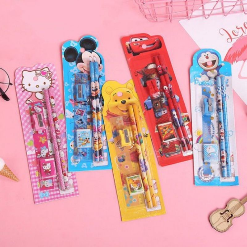 Jual Mini Stationery Set Character ATK Peralatan Menulis 5 In 1 / Paket ...