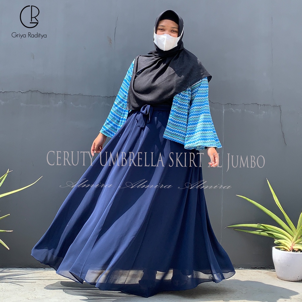 Jual Rok Jumbo Panjang Big Size Sifon Chiffon Ceruty Ceruti Payung ...