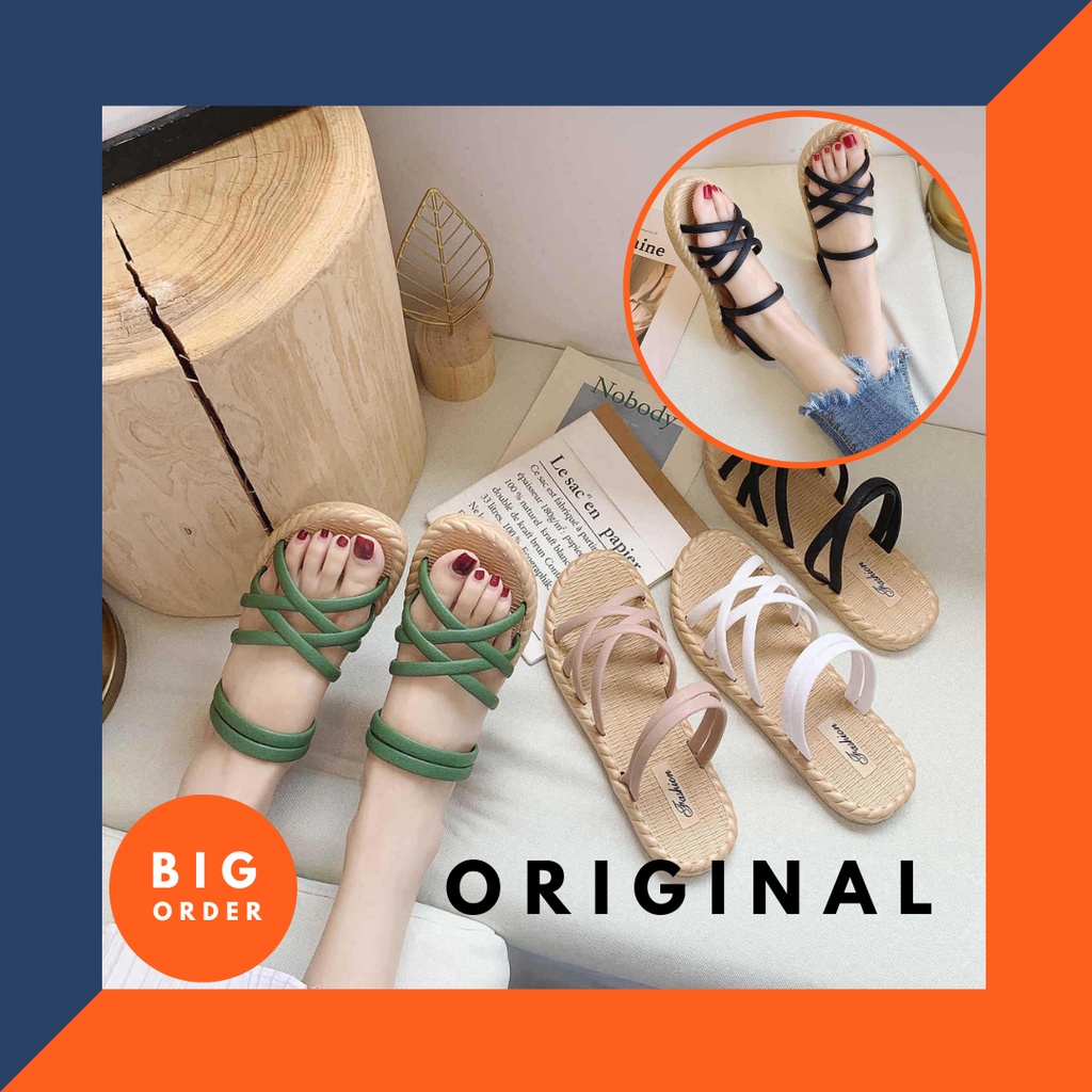 Jual Sendal Wanita Sendal Flat Bertali Sendal Import Model Kekinian S08 ...