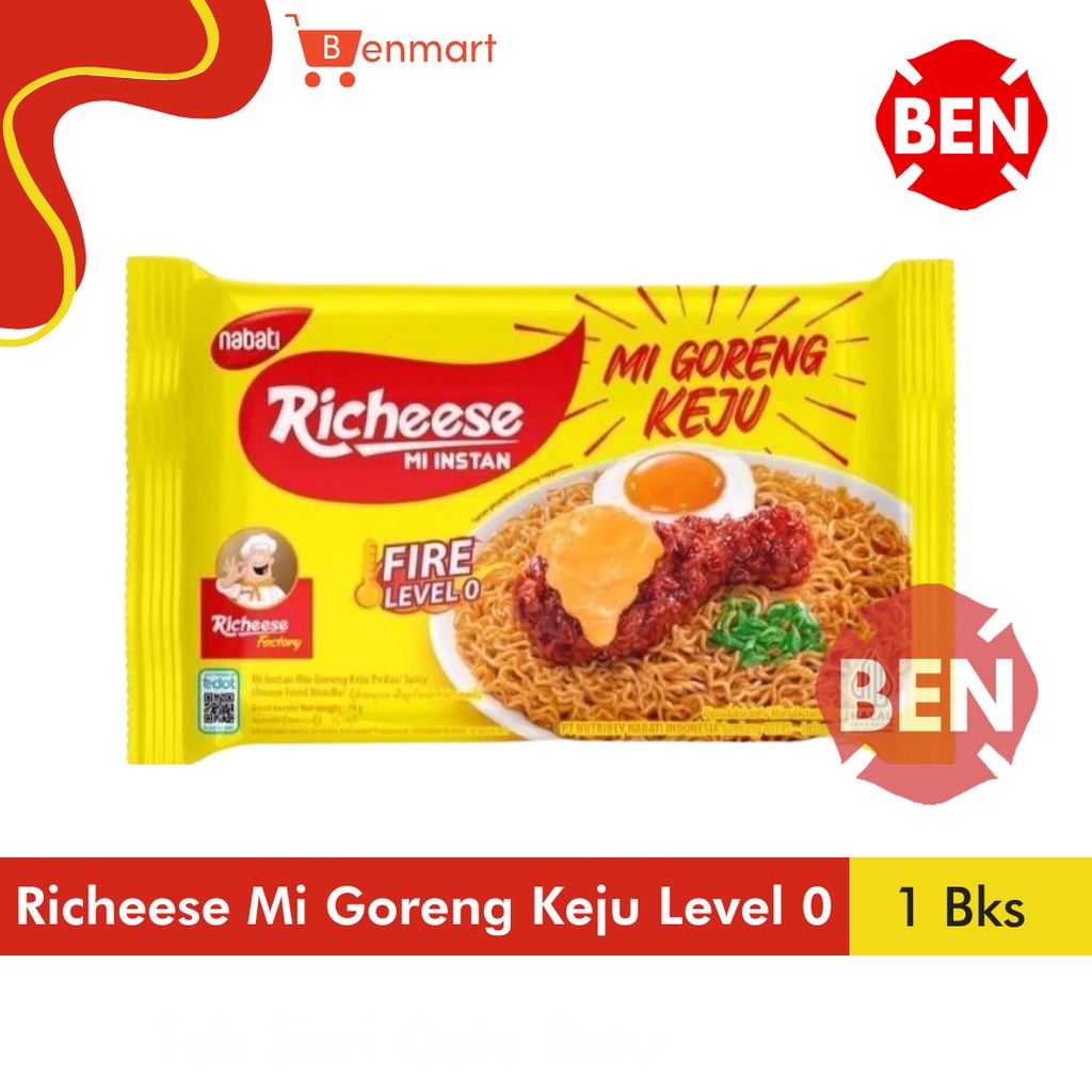 Jual Nabati Richeese MI GORENG KEJU LEVEL 0 Mie Cheese Pedas Fire Dus ...