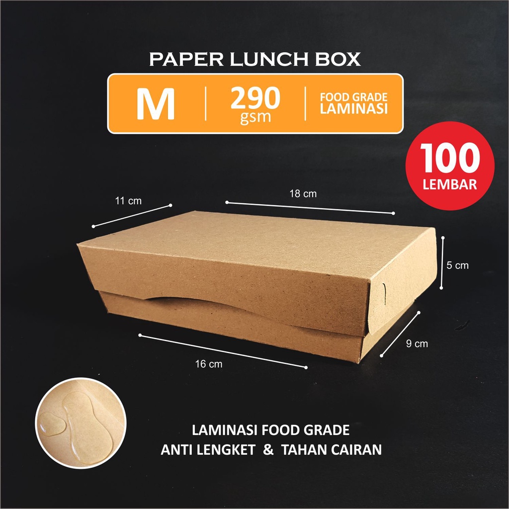 Jual Box Makanan Paper Lunch Box Laminasi Kraft Coklat Tebal 290 GSM ...