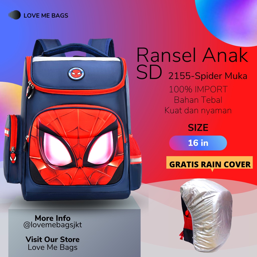 Jual LMB Tas Anak Sekolah Laki Laki SD Import Bahan Nilon Premium Karakter Superhero Timbul 6D ...
