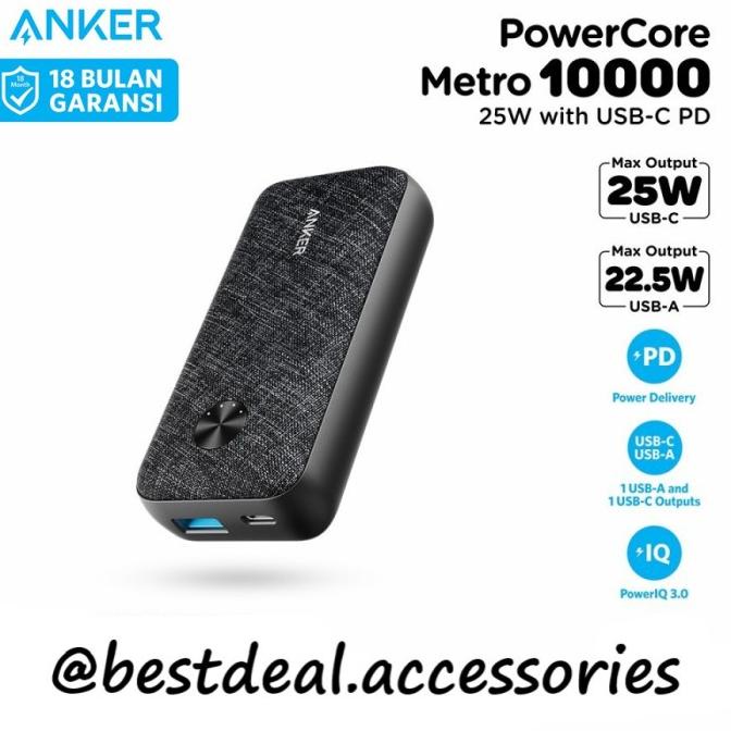 Jual Anker Powercore Metro 10000mah Powerbank 25w 22 5w Pps Pd Qc