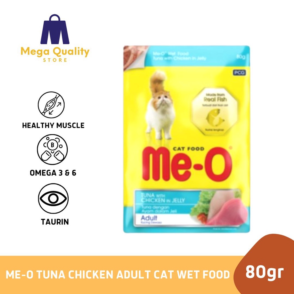 Jual Meo Pouch Adult Tuna with Chicken Jelly Cat Wet Food 80gr | Shopee ...