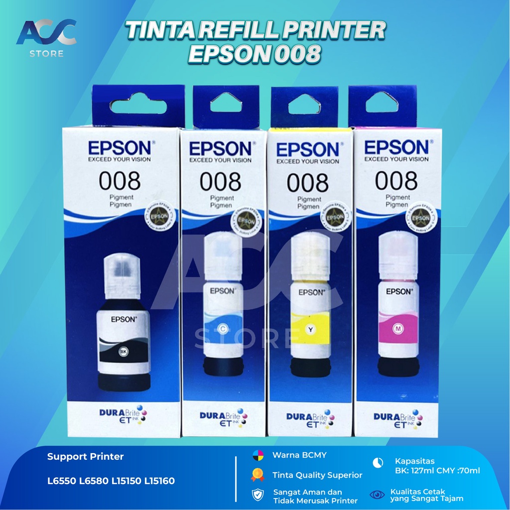 Jual 1 Set 4 Warna Tinta Epson 008 Untuk Printer L6550 L6580 L15150 L15160 Cetak Lebih Hidup ...