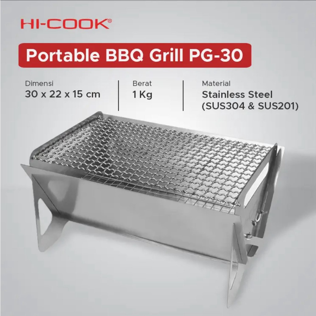 Jual Hi-Cook Portable BBQ Grill PG 30 - Panggangan Stainless Steel ...