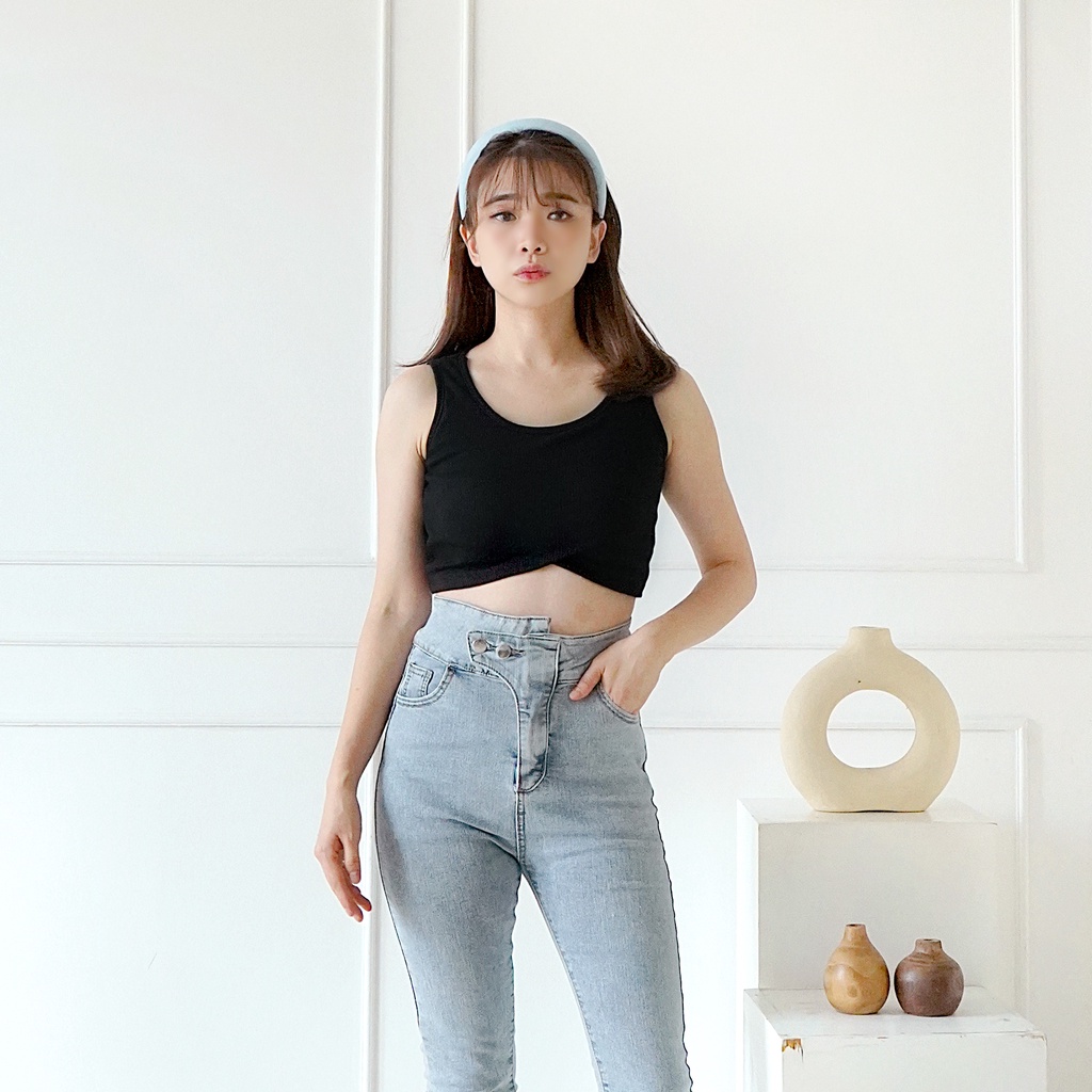 Jual Tanktop Croptop Basic Polos Wanita Knit Baju Atasan Wanita 131 ...