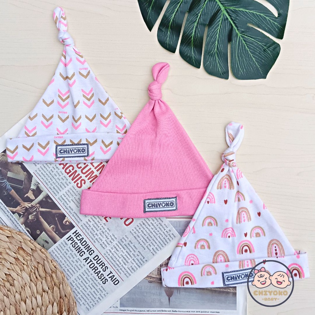 Jual 3 Pcs Topi Kupluk Bayi Baru Lahir Serian PINK Chiyoko Baby SNI ...