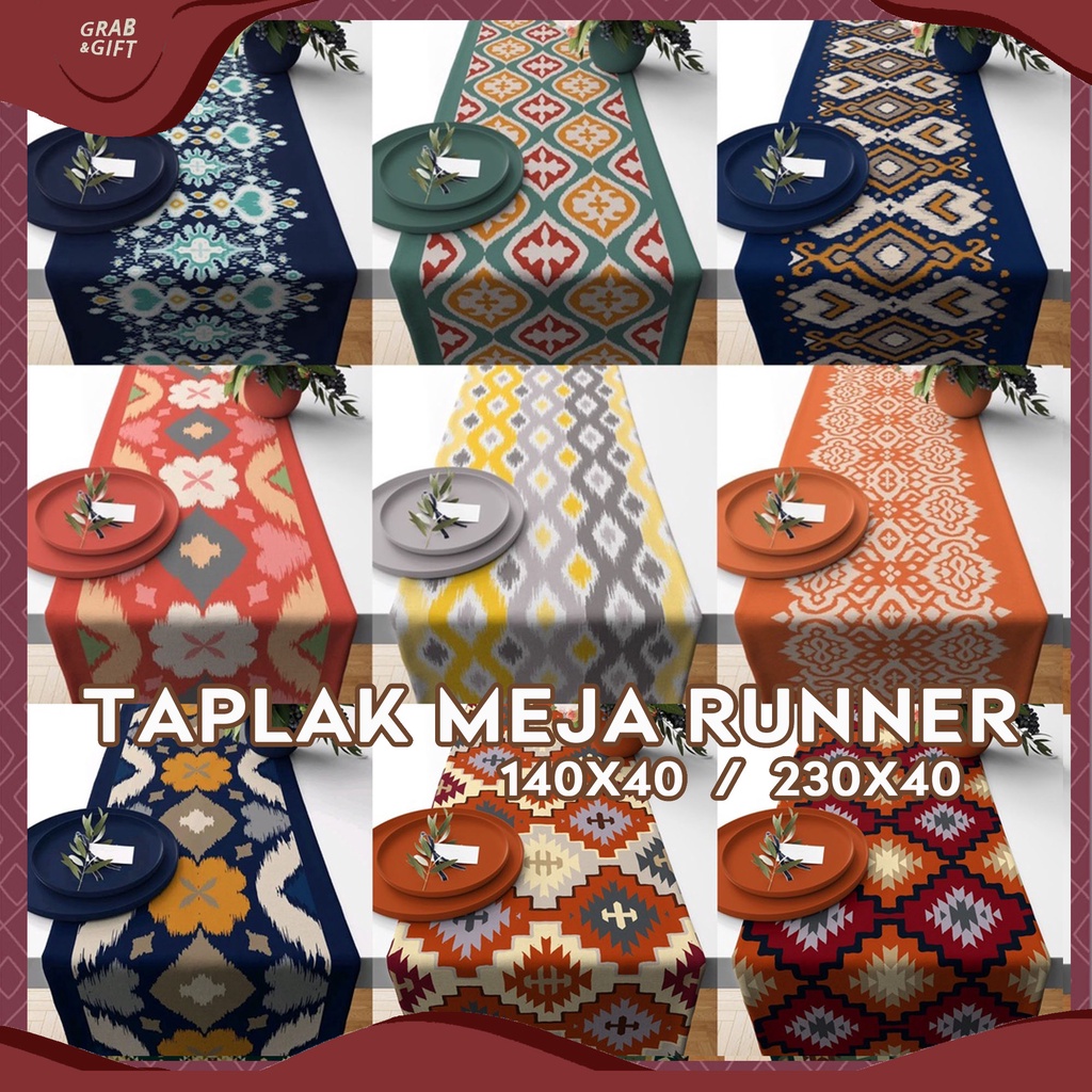 Jual Table Runner / Taplak Meja Print Motif Tenun Abstrak 140x40 dan ...