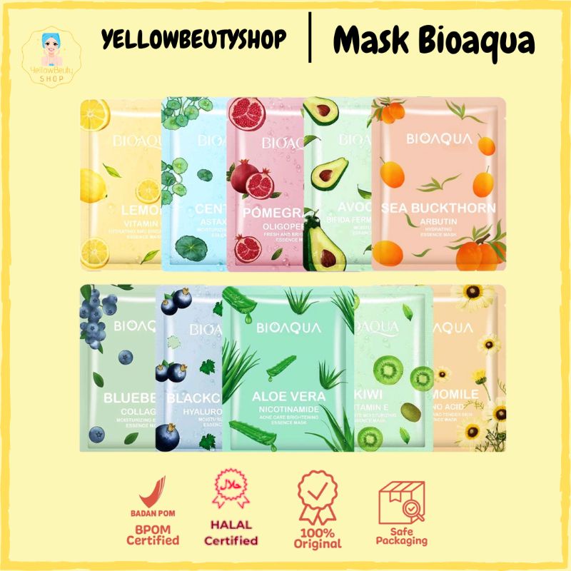 Jual BIOAQUA sheet mask hydrating Essence face mask Brightening moisturizing skin care 25gr ...