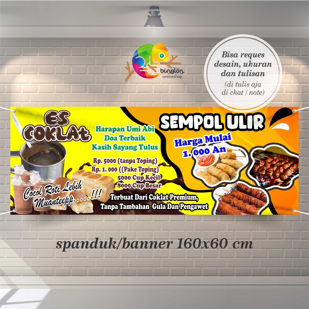 Jual Spanduk Banner Es Coklat & Sempol Ulir Free Desain | Shopee Indonesia