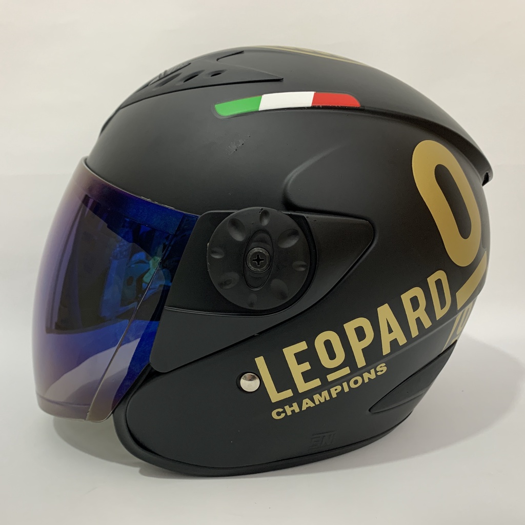 Jual Helm Vision Leopard (Gold) Hitam Doff - Kaca Iridium Silver ...