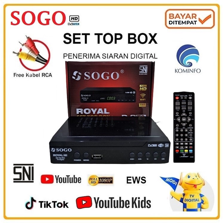 Jual Set Top Box SOGO ROYAL Digital 32Mbit DVB-T2 Full HD Youtube TikTok | Shopee Indonesia