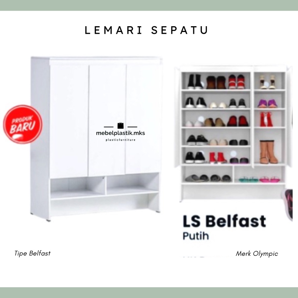 Jual Lemari Sepatu / Rak Sepatu Pintu Putih Olympic Belfast Besar ...