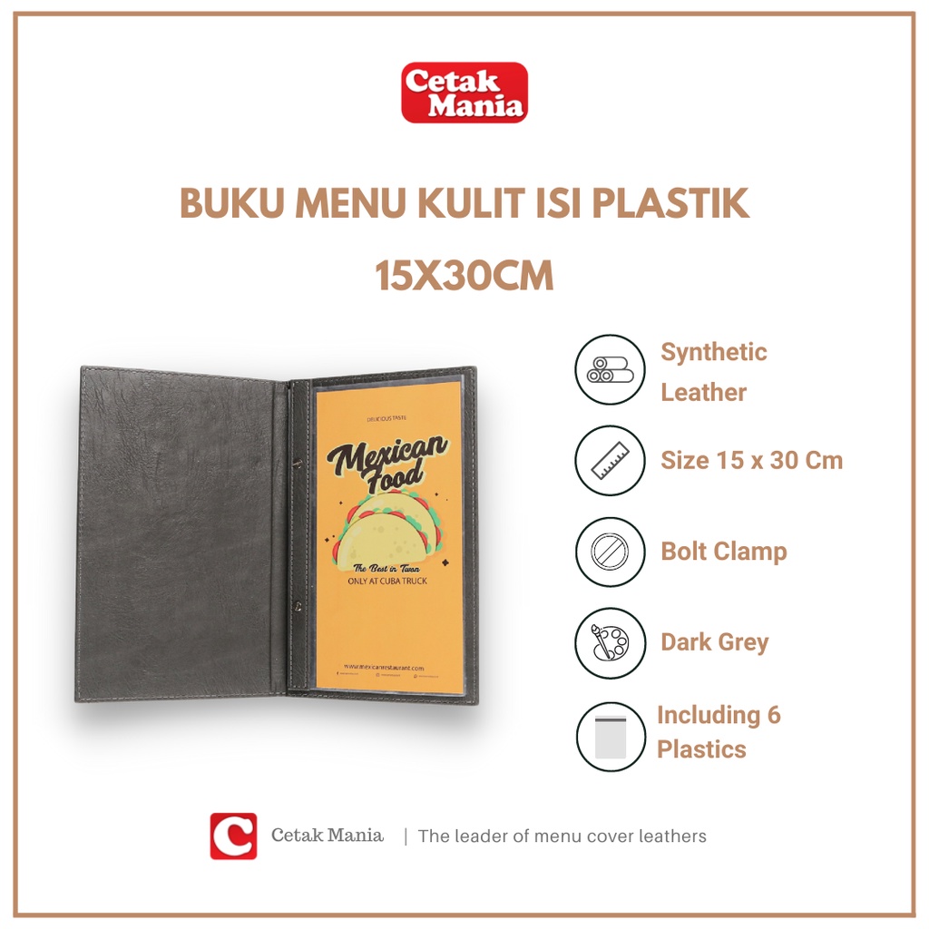 Jual BUKU MENU KULIT RESTAURANT - ISI PLASTIK - READY STOCK - DARK GREY ...