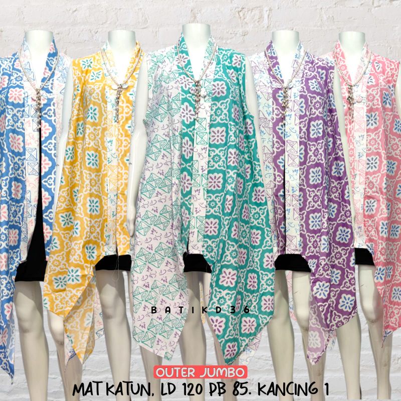 Jual Outer Jumbo Batik Modern Soft Pastel Rompi Cewek Adem Kece ...
