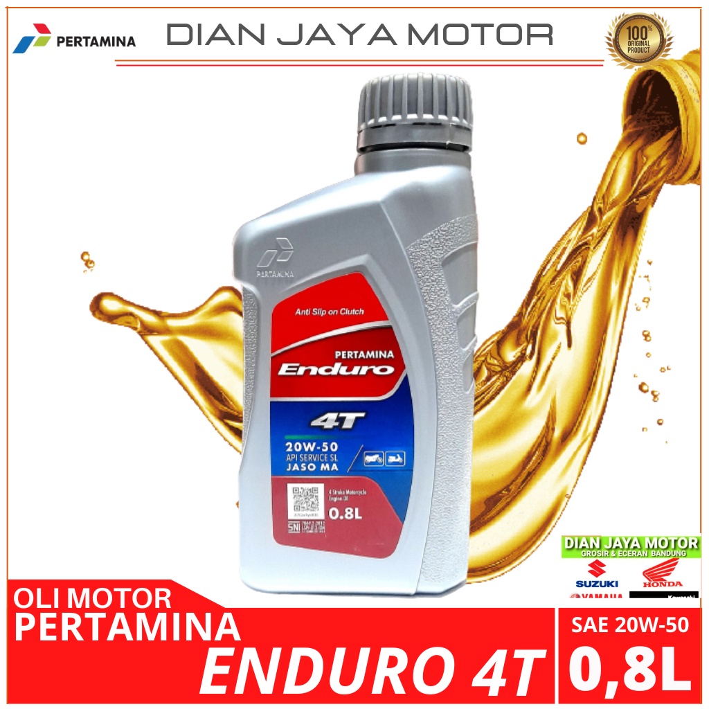 Jual ENDURO 4T SAE 20W-50 800 ML OLI MESIN PERTAMINA ENDURO 4T 0,8 L | Shopee Indonesia