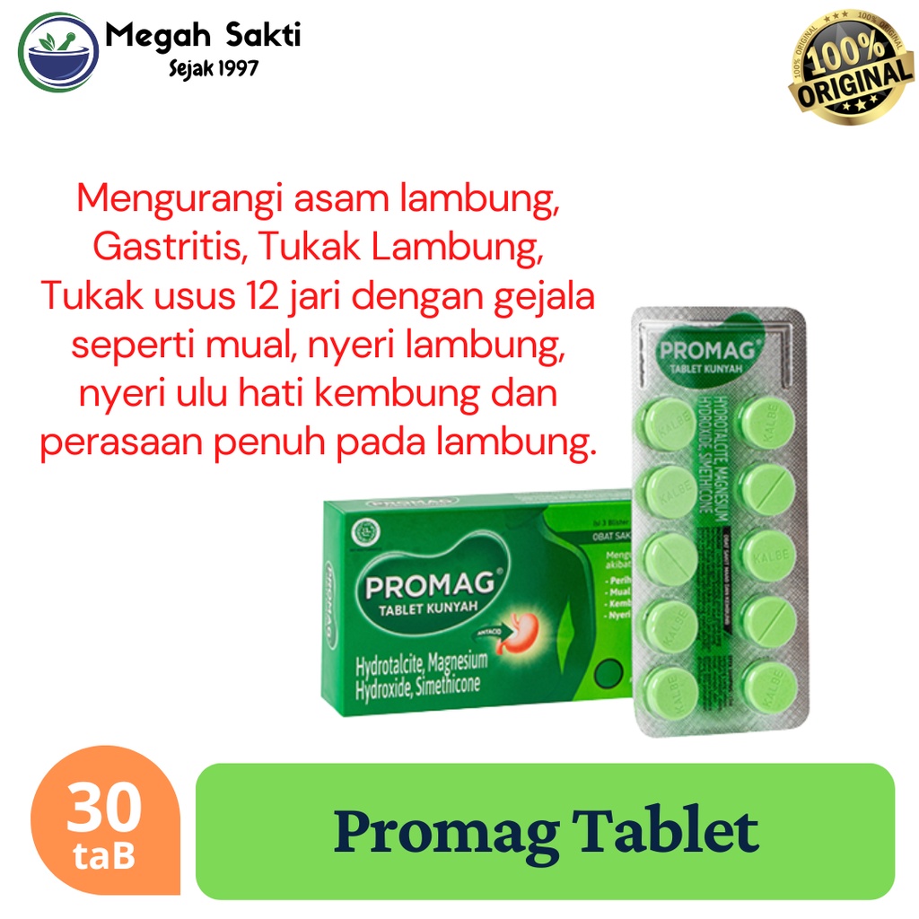 Jual MGS - Promag Tablet Obat Sakit Maag dan Kembung 1 Kotak - 3 ...