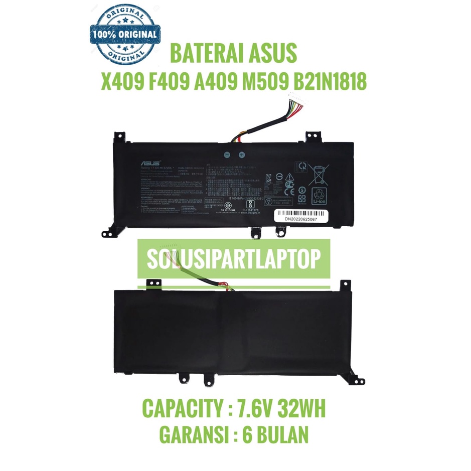 Jual ORIGINAL BATERAI ASUS X409 F409 A409 M509 B21N1818-2 B21N1818 | Shopee Indonesia